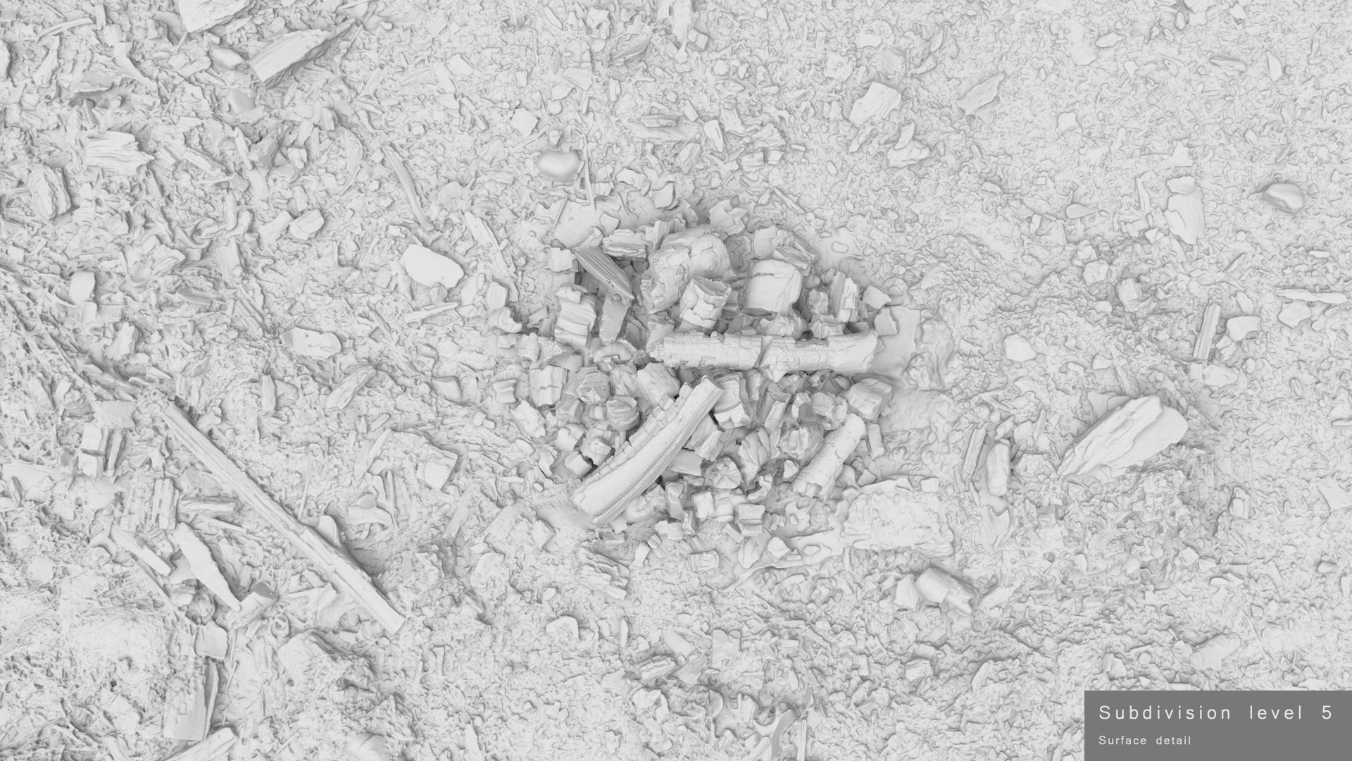 3d modo log burned ashes model