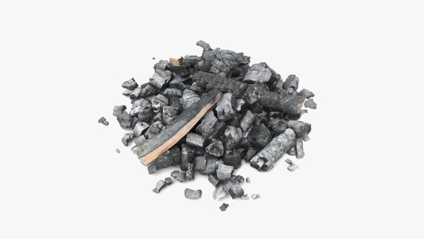 3d modo log burned ashes model