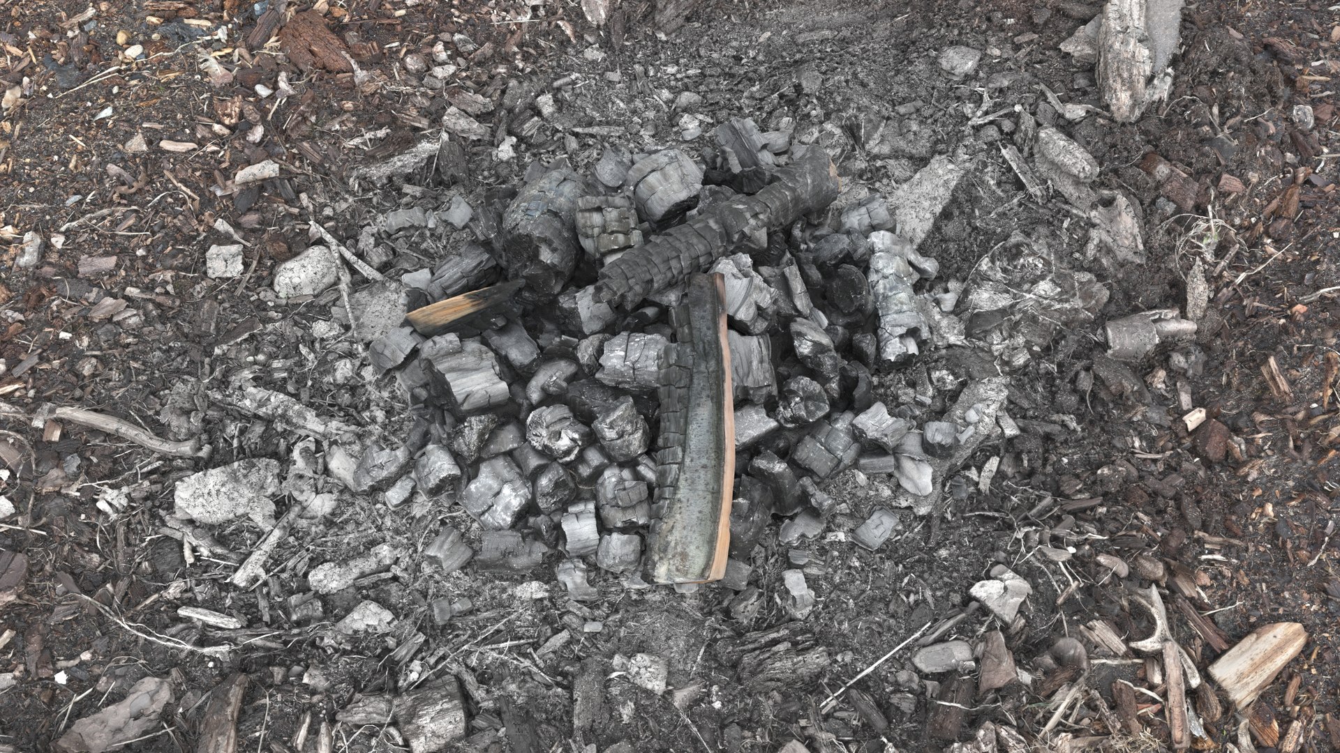 3d modo log burned ashes model