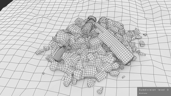 3d modo log burned ashes model