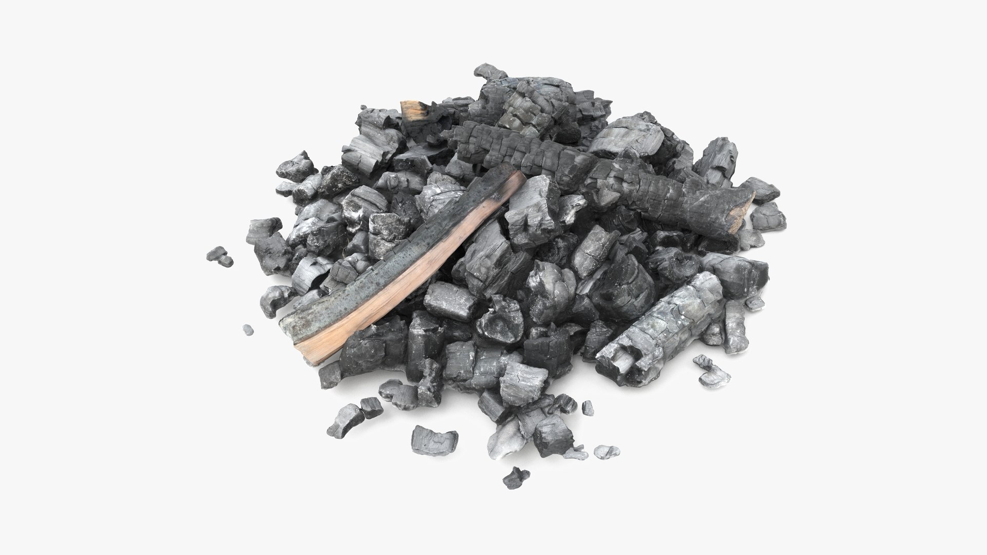 3d modo log burned ashes model