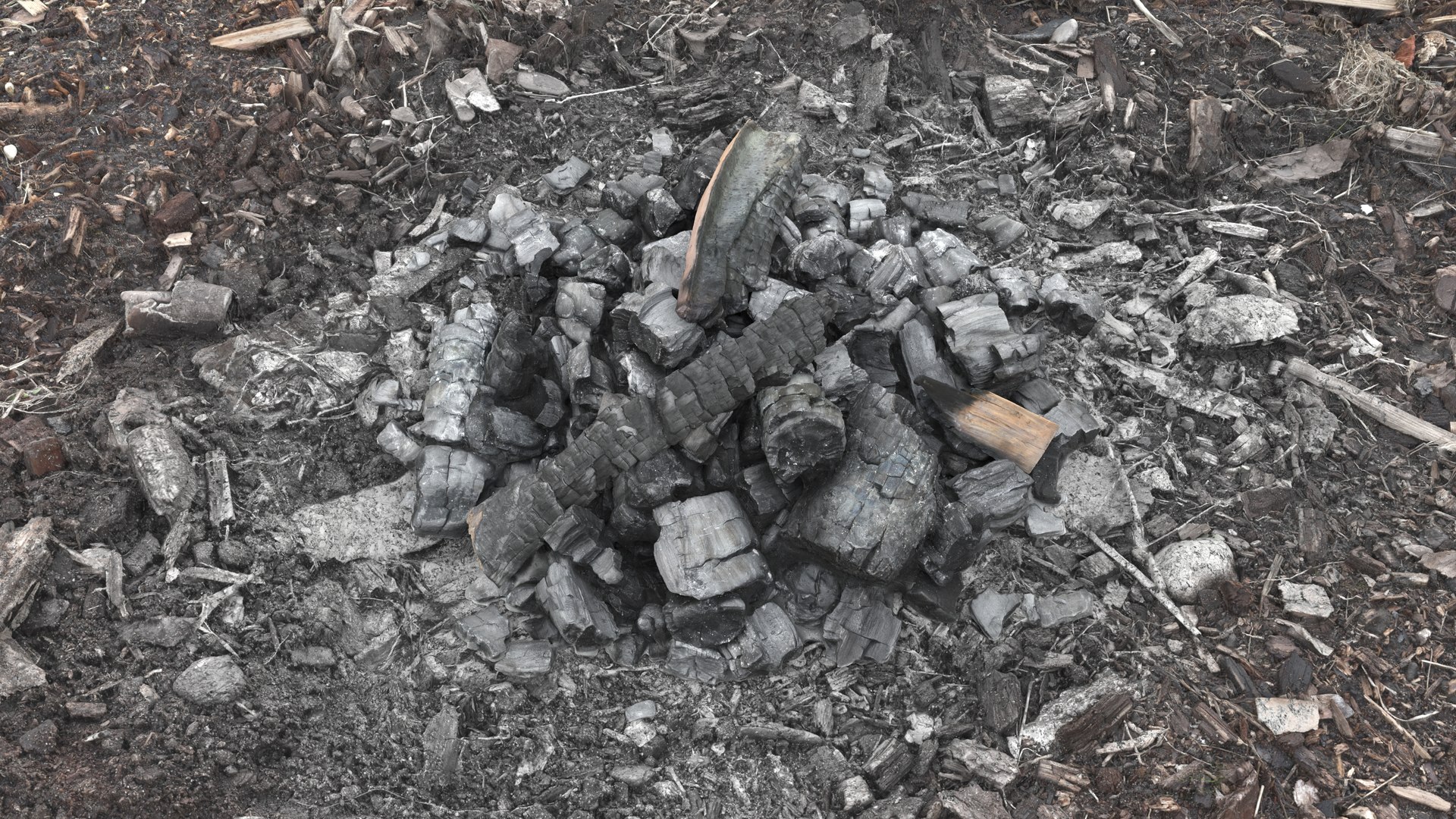 3d modo log burned ashes model