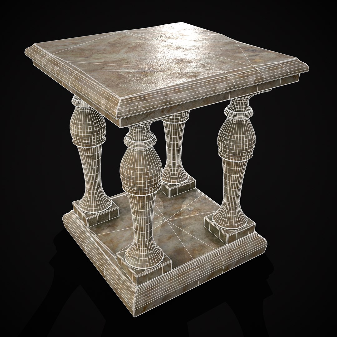 Square Marble Table model - TurboSquid 2103452