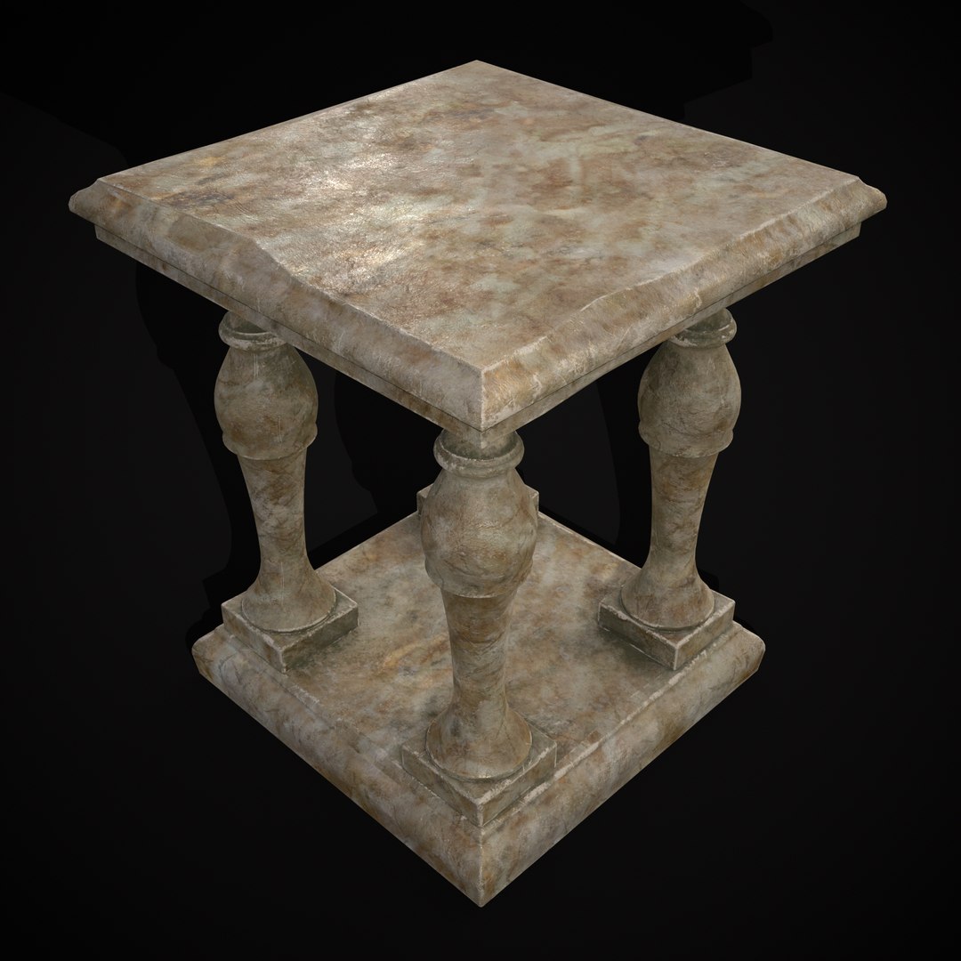 Square Marble Table model - TurboSquid 2103452