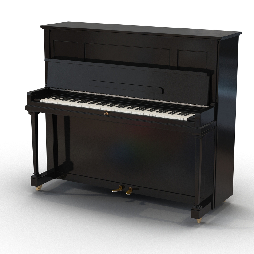 Upright Piano Black Rigged 3d Model