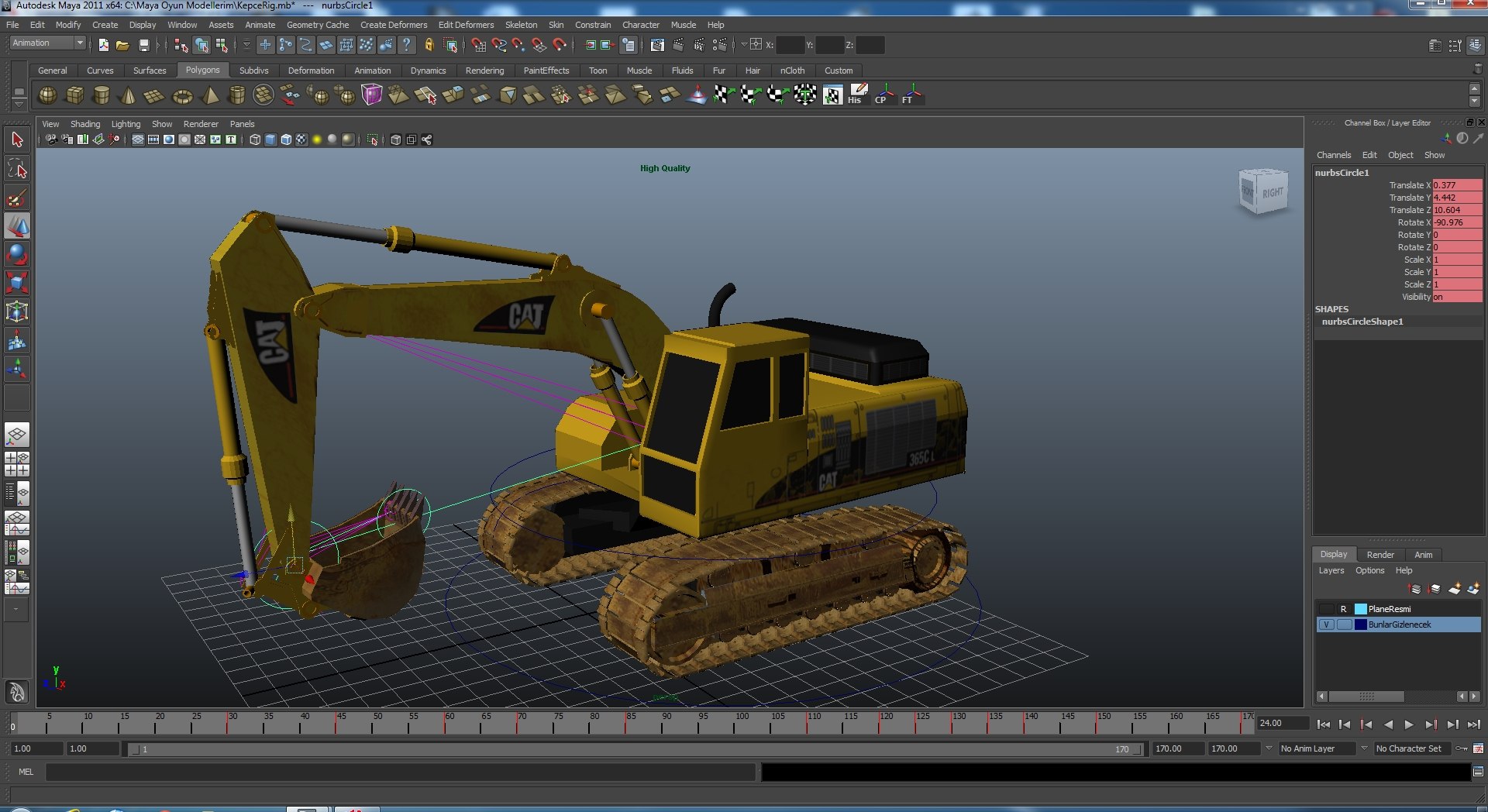 3d Model Excavator Rigged