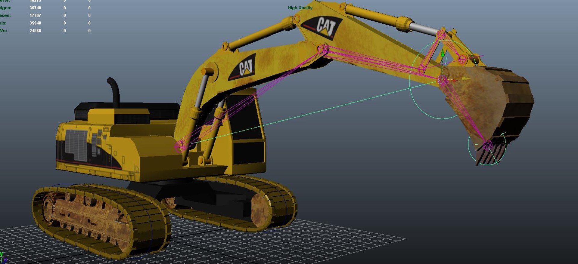 3d Model Excavator Rigged