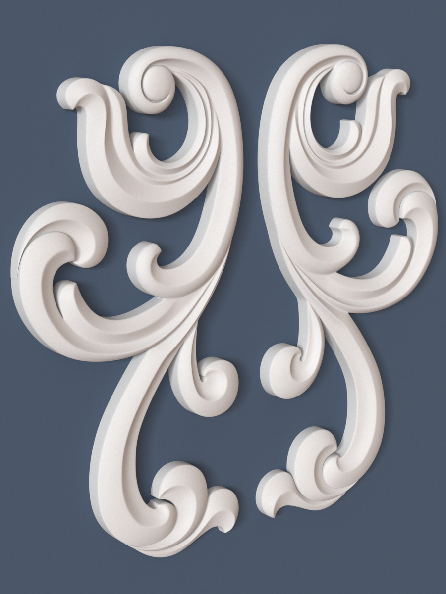 3d model of decorative scroll