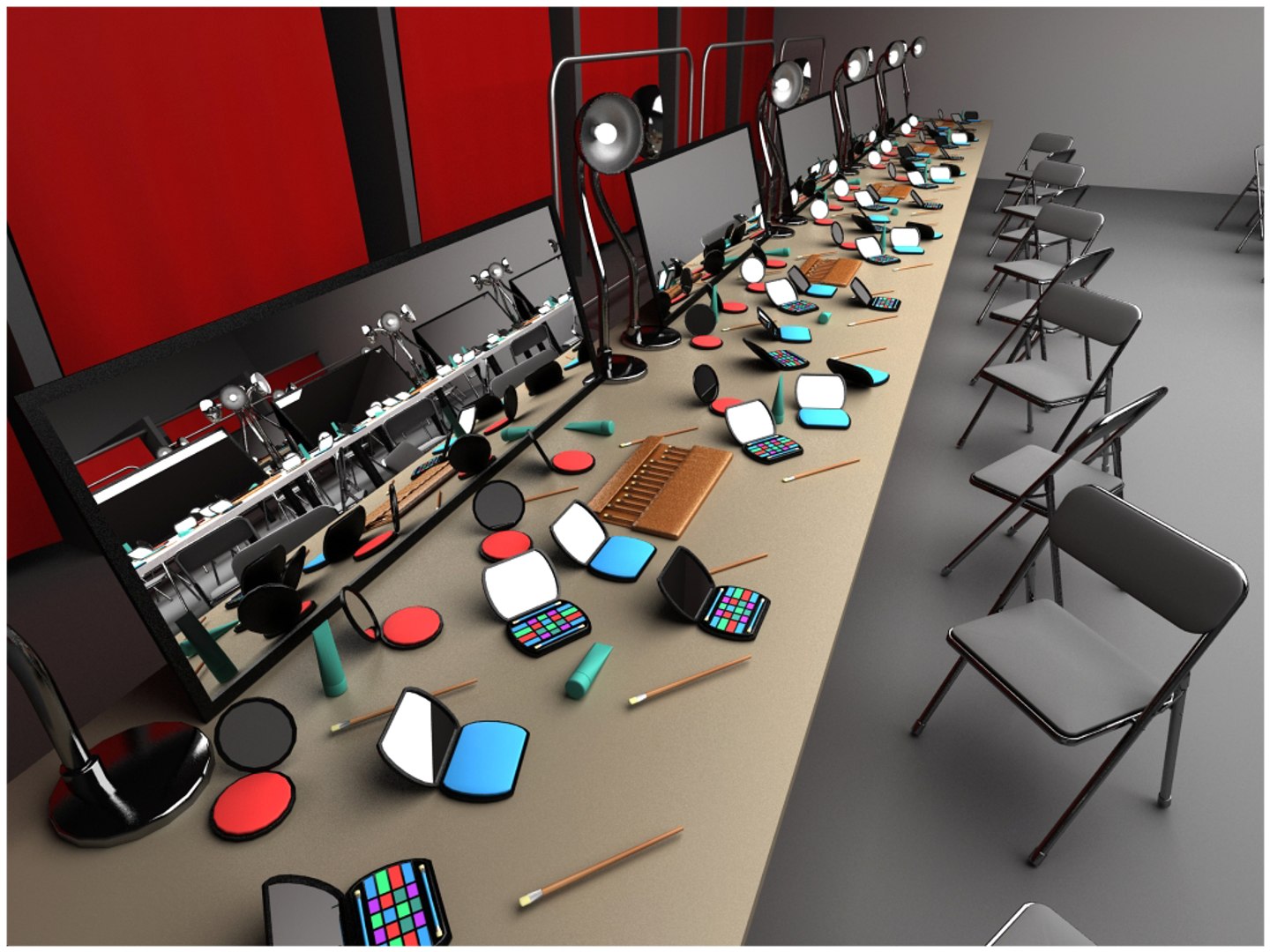 3d Model Catwalk Dressing Room Scene