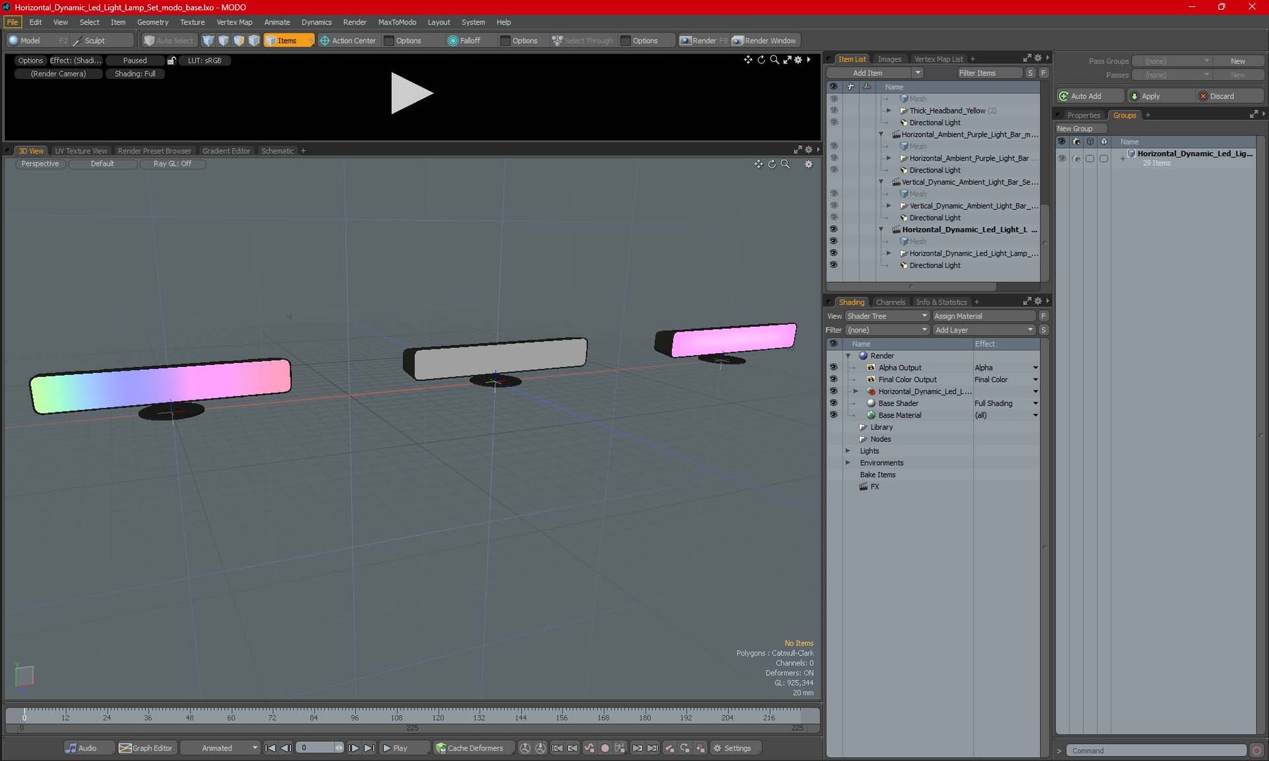 Horizontal Dynamic Led Light Lamp Set Model - TurboSquid 2202033