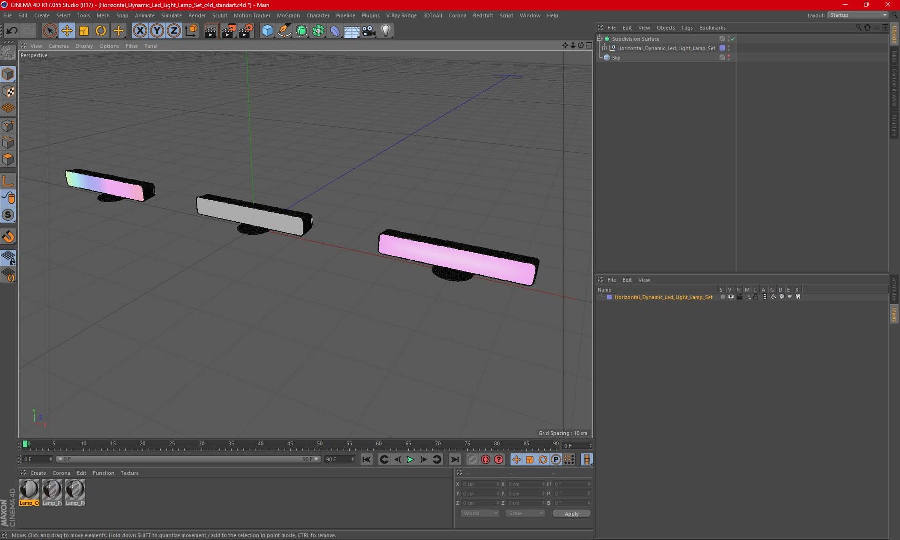 Horizontal Dynamic Led Light Lamp Set Model - TurboSquid 2202033