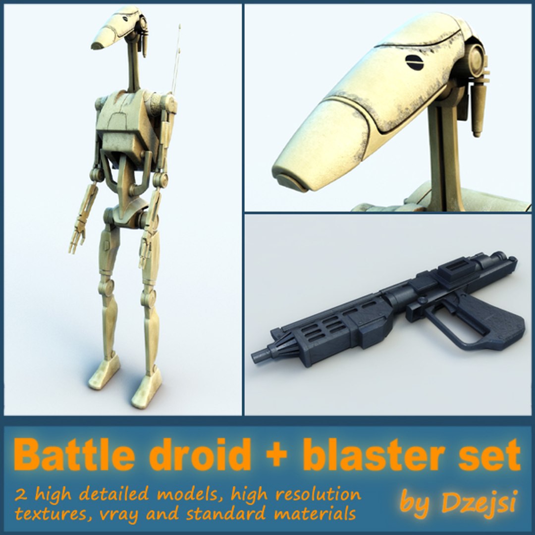 battle droid blaster 3d model