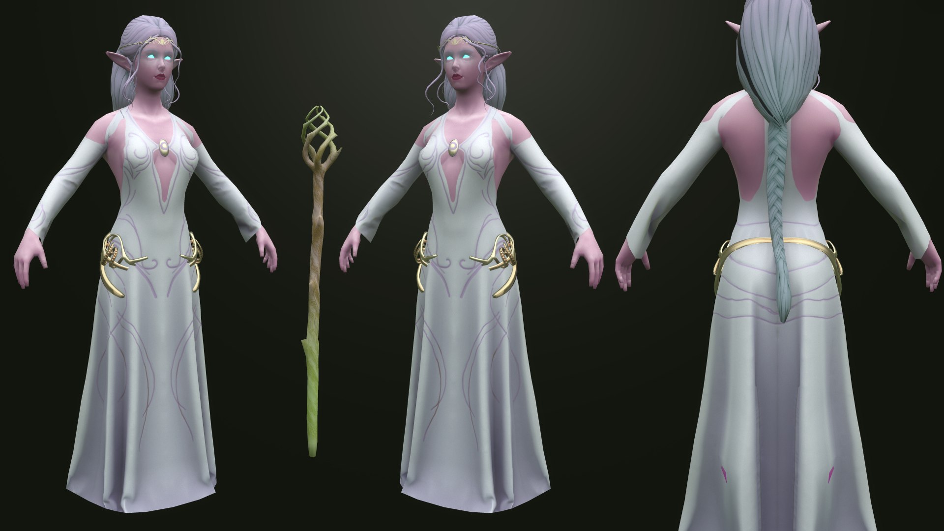 Female Game Character 3.2 Elf God - Low Poly 3D Model - TurboSquid 2127647
