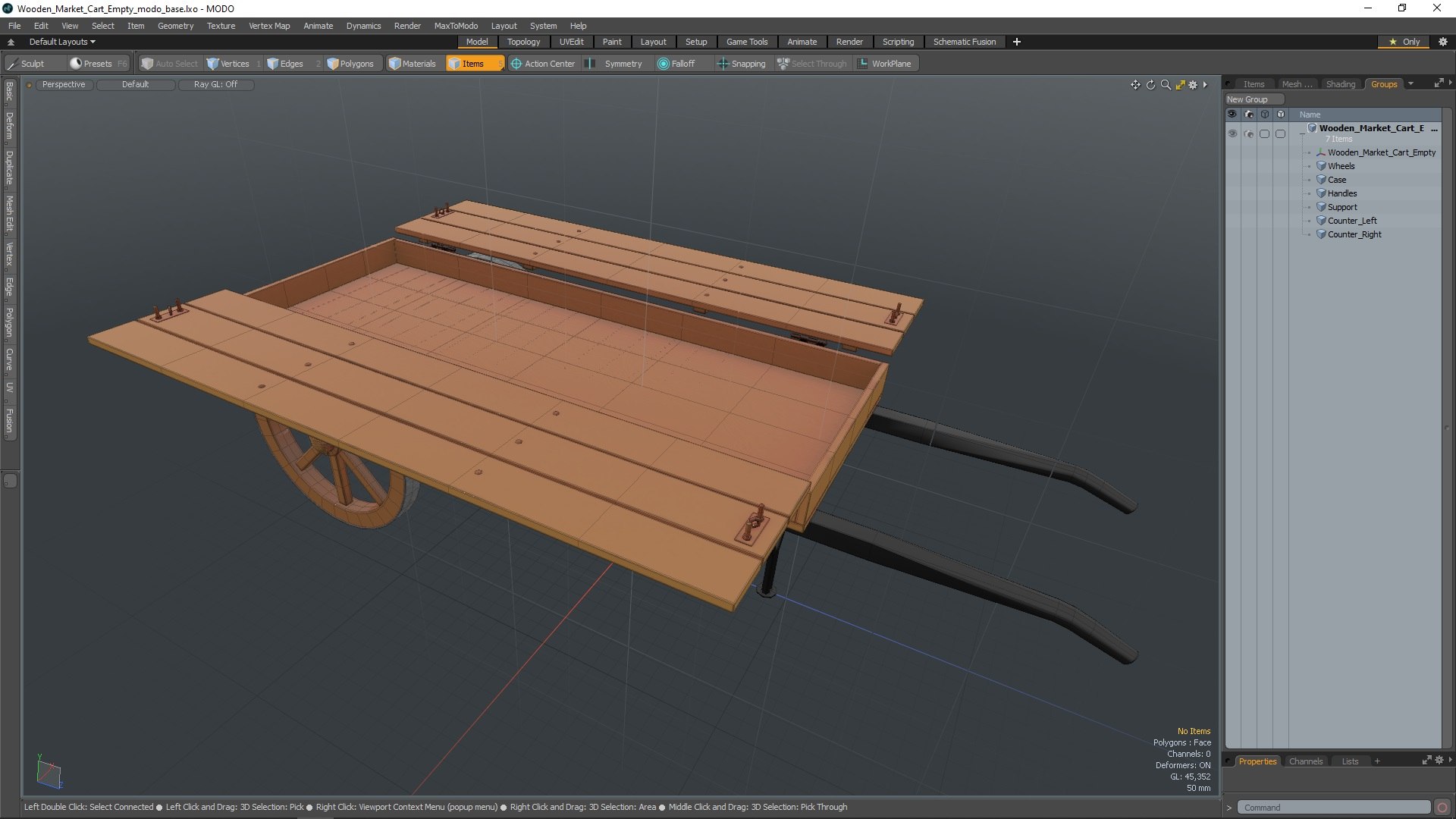 3D Wooden Market Cart Empty Model - TurboSquid 2258167