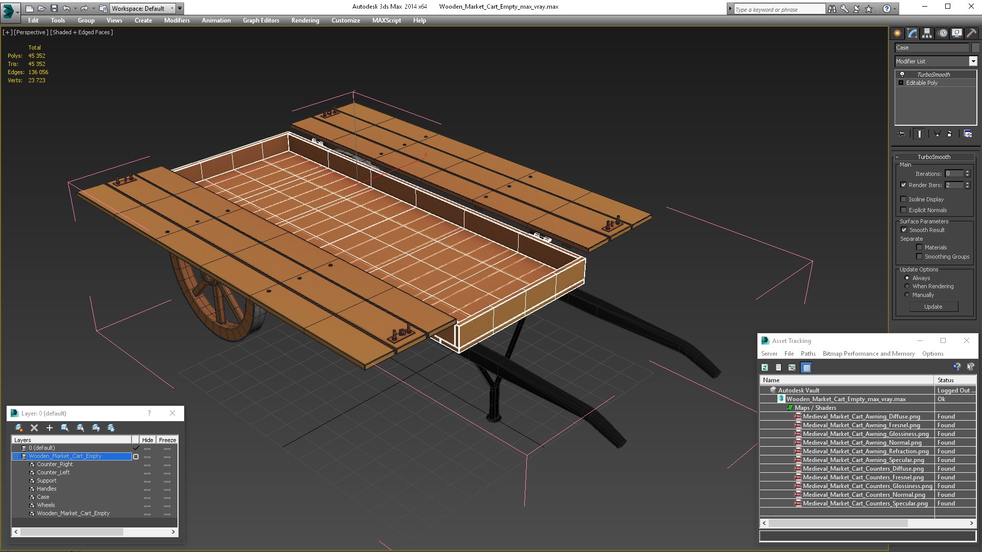3D Wooden Market Cart Empty Model - TurboSquid 2258167