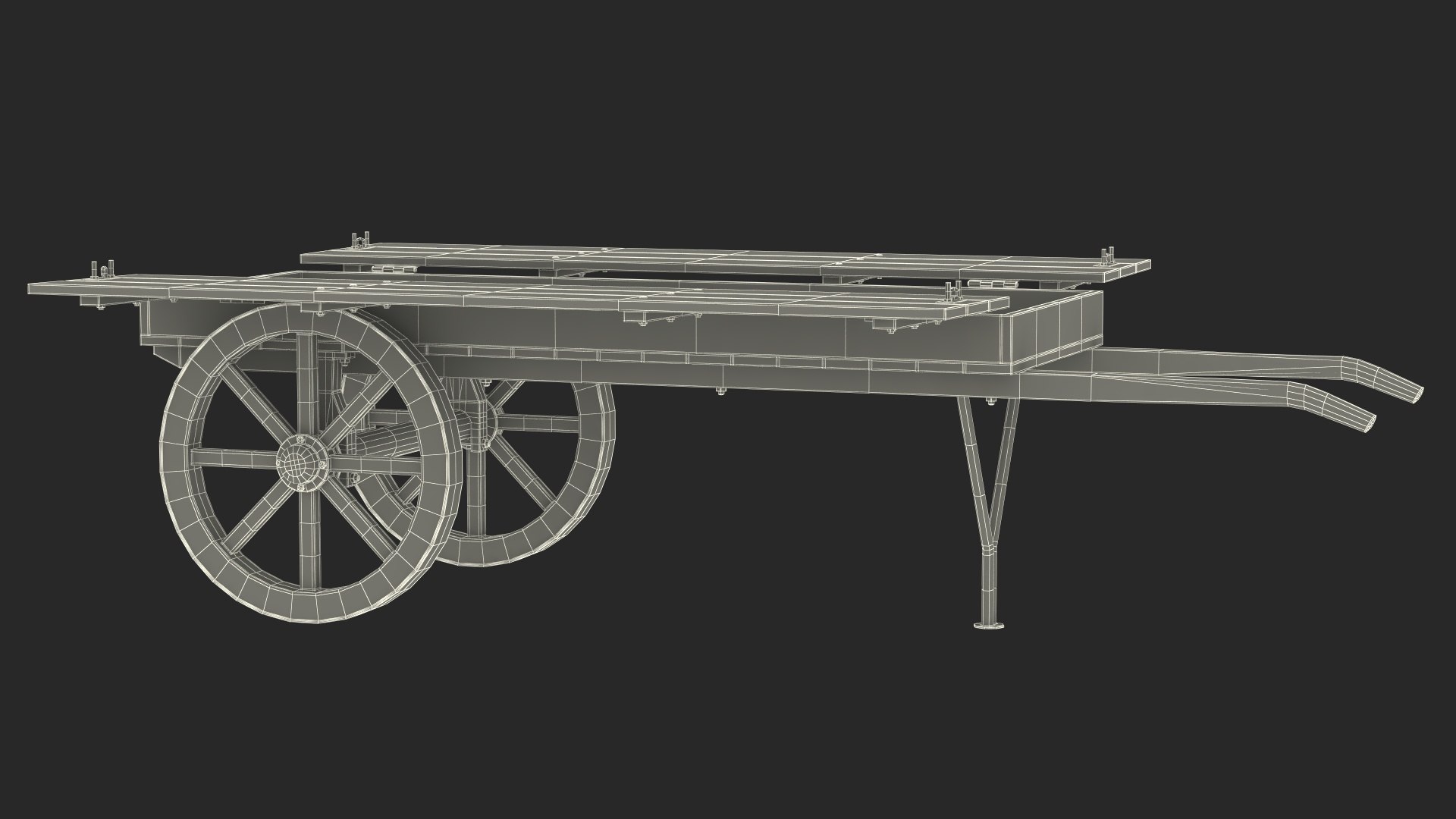 3D Wooden Market Cart Empty Model - TurboSquid 2258167