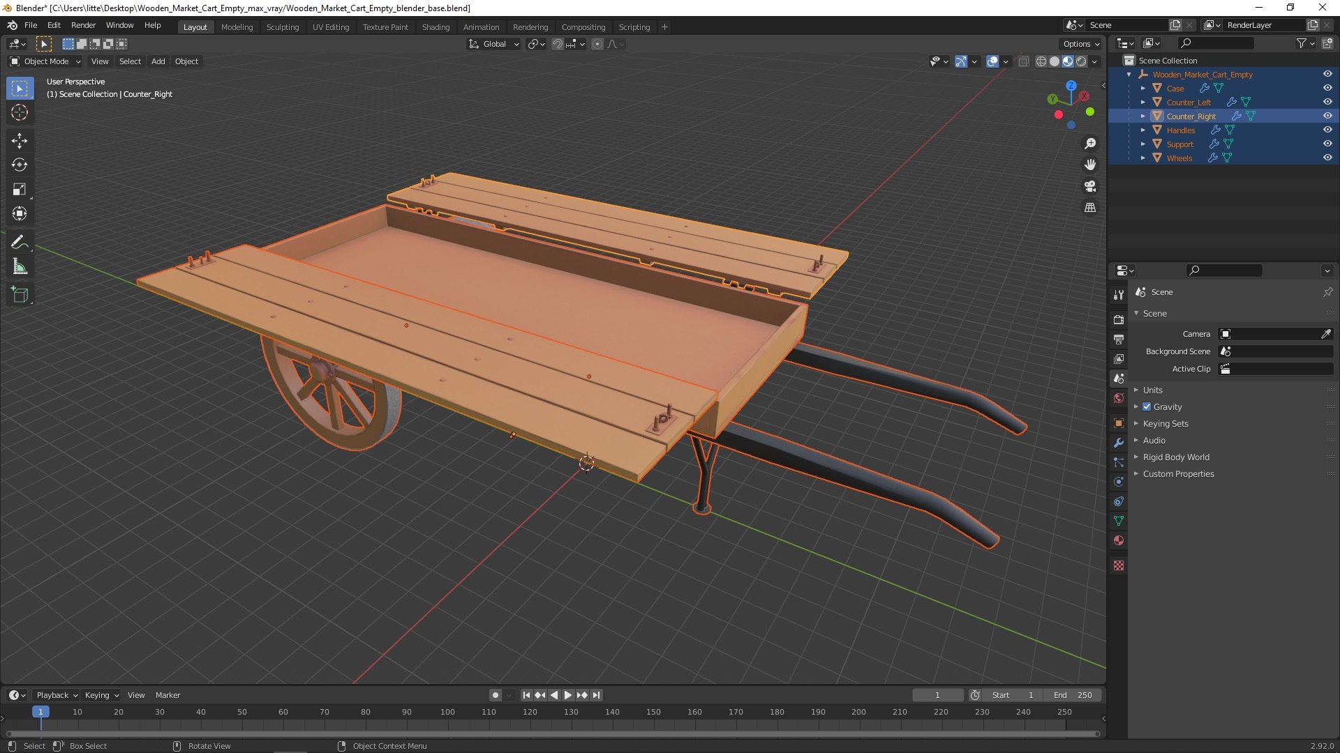 3D Wooden Market Cart Empty Model - TurboSquid 2258167