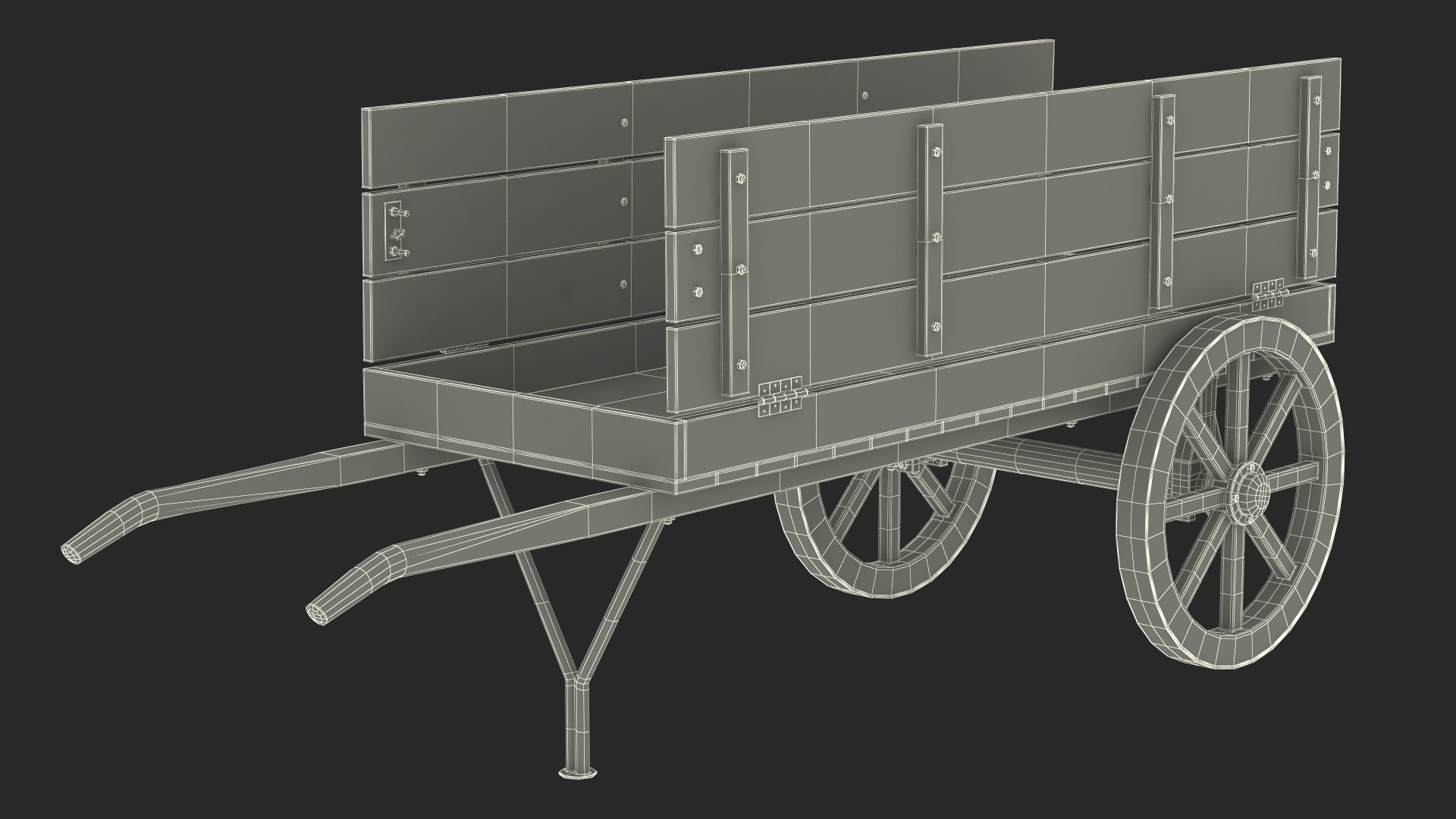 3D Wooden Market Cart Empty Model - TurboSquid 2258167