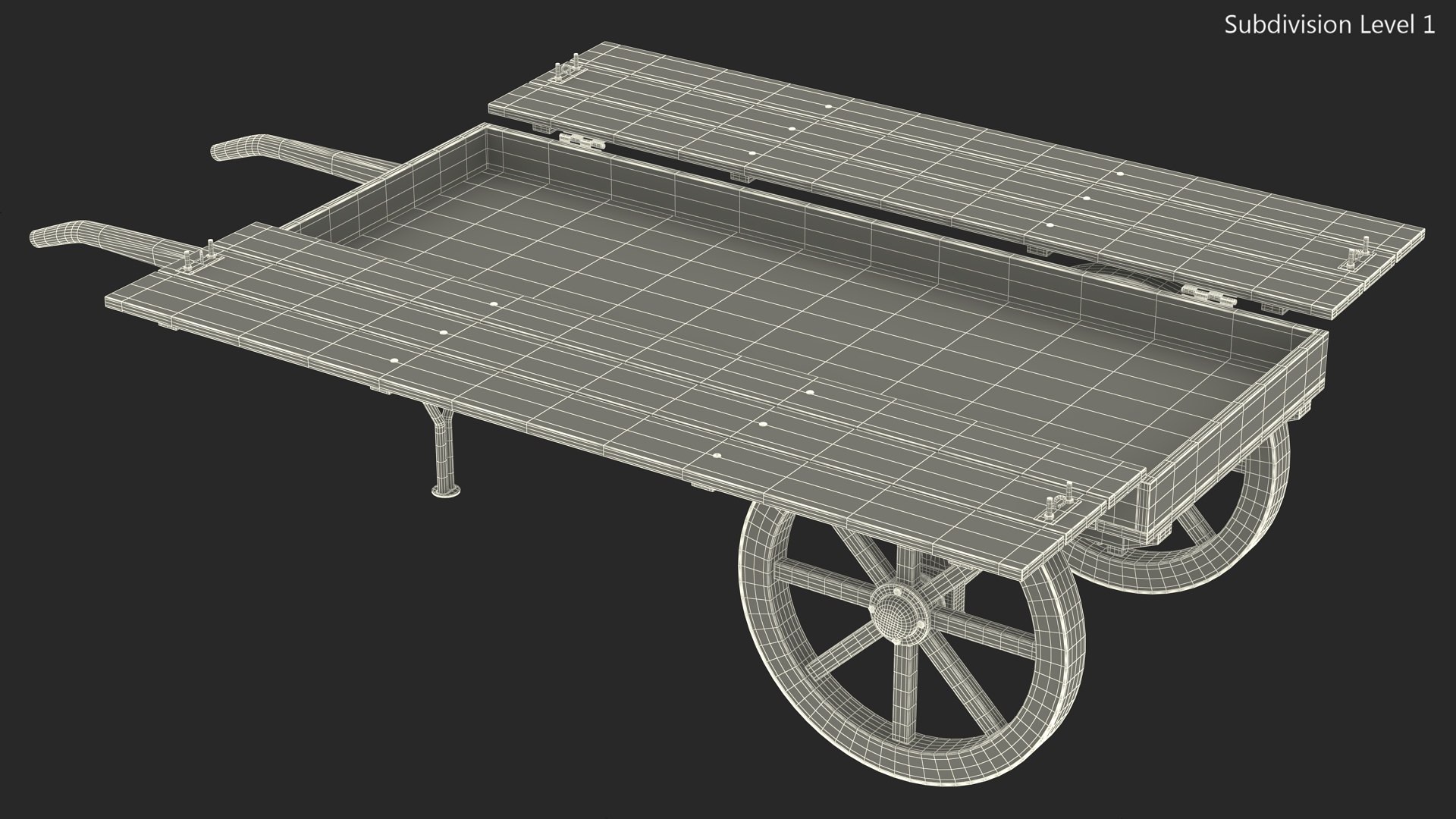 3D Wooden Market Cart Empty Model - TurboSquid 2258167