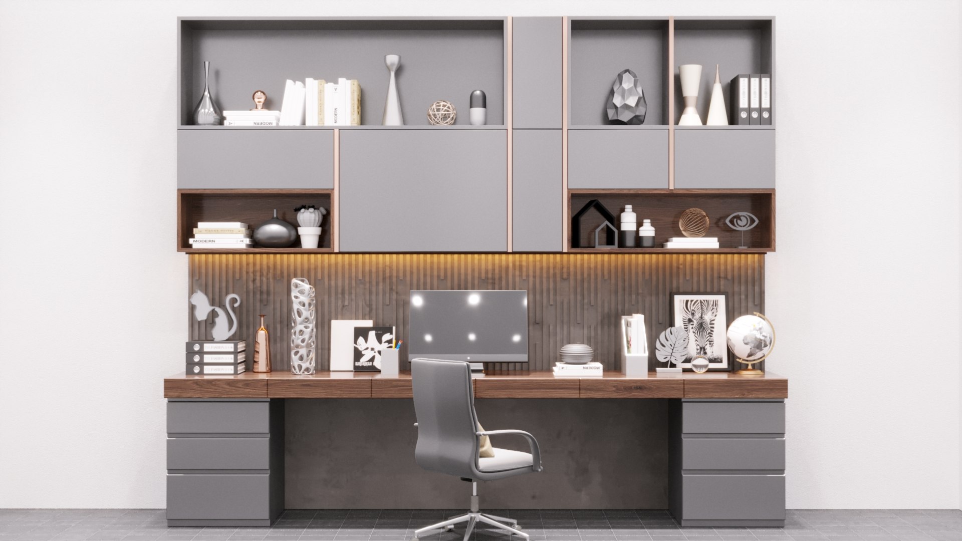 Office Workspace With Computer And Decorations 3D Model - TurboSquid ...