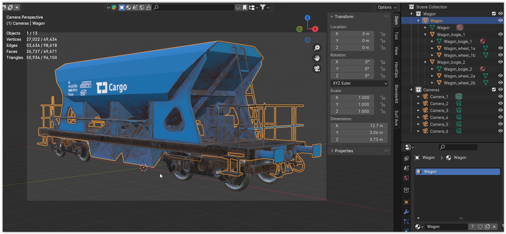 Hopper Wagon PBR IV 3D Model - TurboSquid 2282841