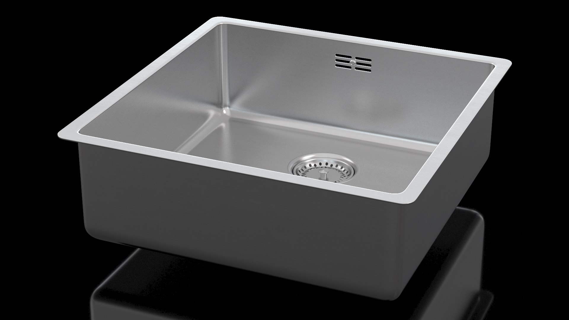 Single Bowl Square Stainless Steel Inset Sink 3D - TurboSquid 1735855