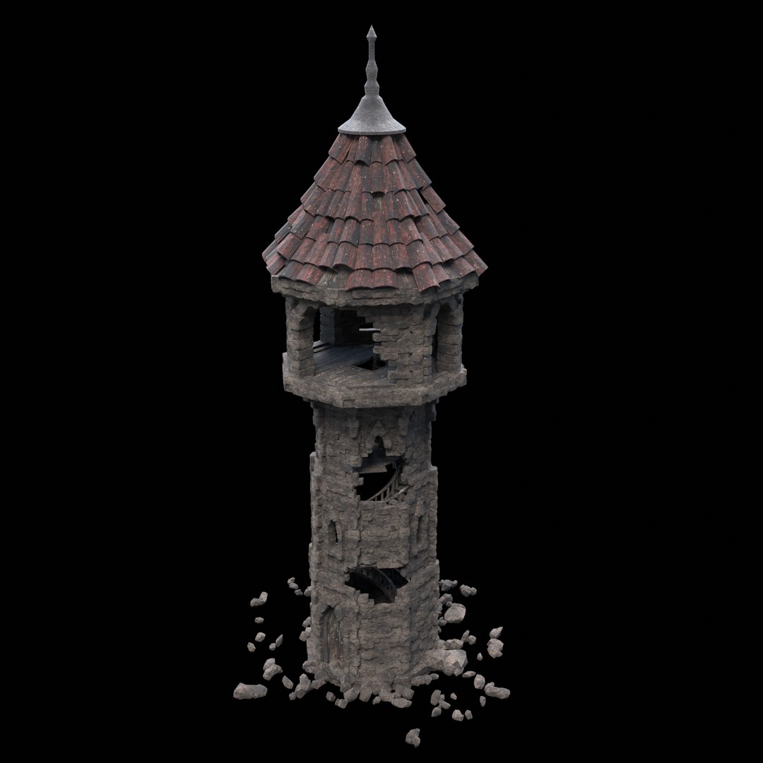 RUINED MAGE WIZARD TOWER ANCIENT MAGIC TURRET CASTLE RUINS AAA 3D Model ...