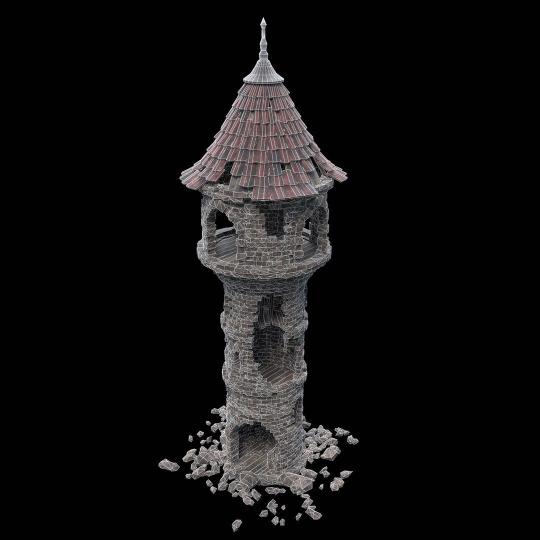 RUINED MAGE WIZARD TOWER ANCIENT MAGIC TURRET CASTLE RUINS AAA 3D Model ...