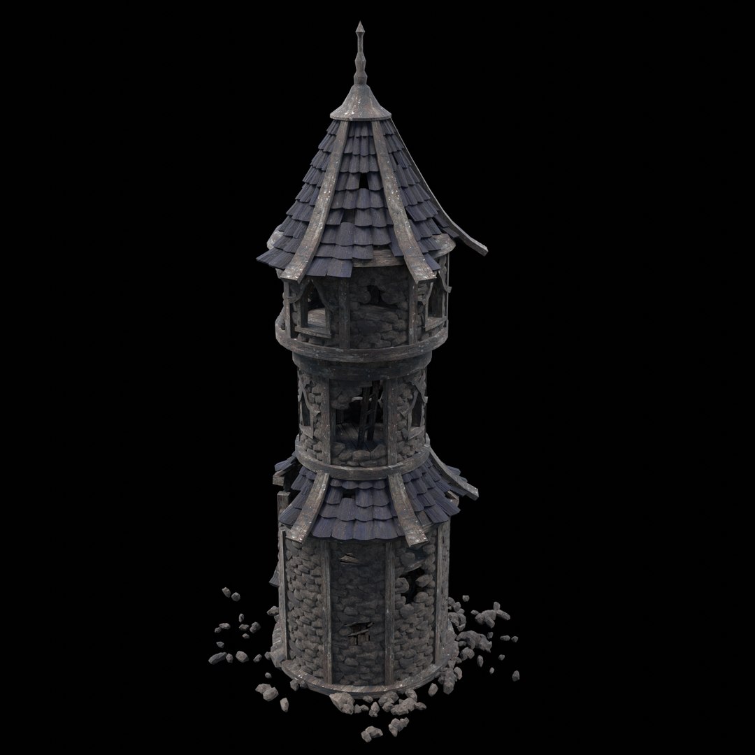 RUINED MAGE WIZARD TOWER ANCIENT MAGIC TURRET CASTLE RUINS AAA 3D Model ...