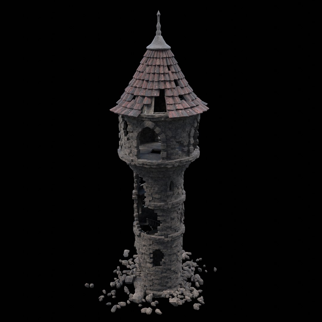 RUINED MAGE WIZARD TOWER ANCIENT MAGIC TURRET CASTLE RUINS AAA 3D Model ...