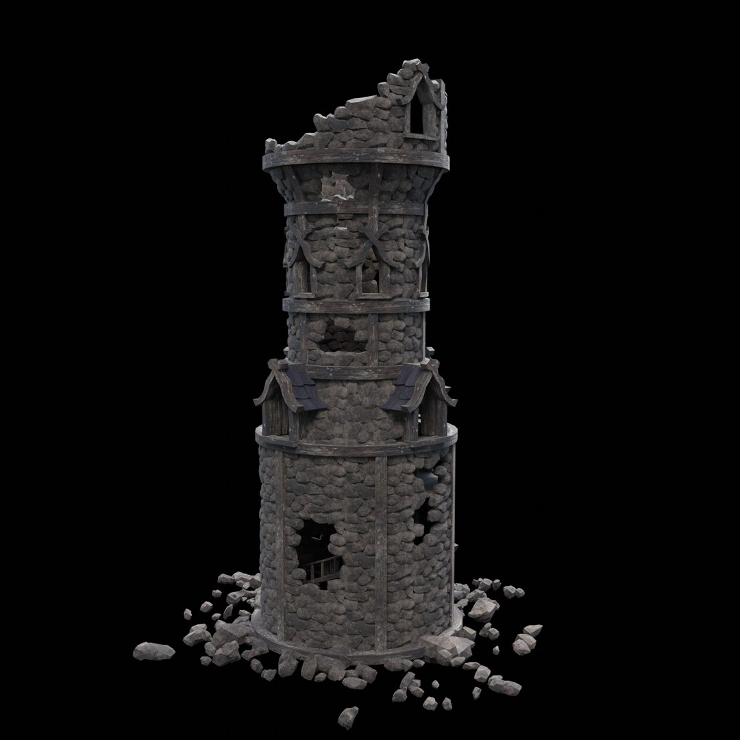 RUINED MAGE WIZARD TOWER ANCIENT MAGIC TURRET CASTLE RUINS AAA 3D Model ...