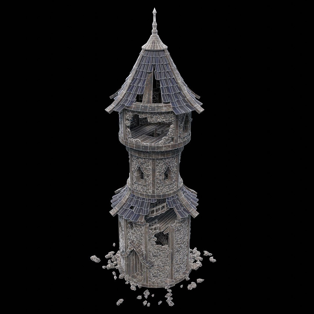 RUINED MAGE WIZARD TOWER ANCIENT MAGIC TURRET CASTLE RUINS AAA 3D Model ...