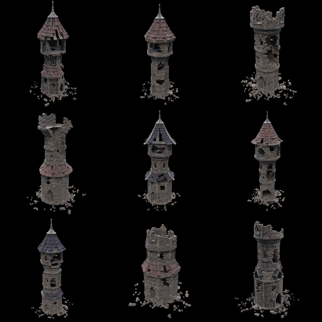 RUINED MAGE WIZARD TOWER ANCIENT MAGIC TURRET CASTLE RUINS AAA 3D model ...