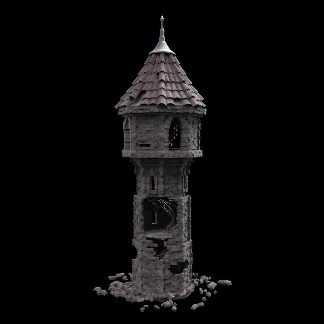 RUINED MAGE WIZARD TOWER ANCIENT MAGIC TURRET CASTLE RUINS AAA 3D model ...