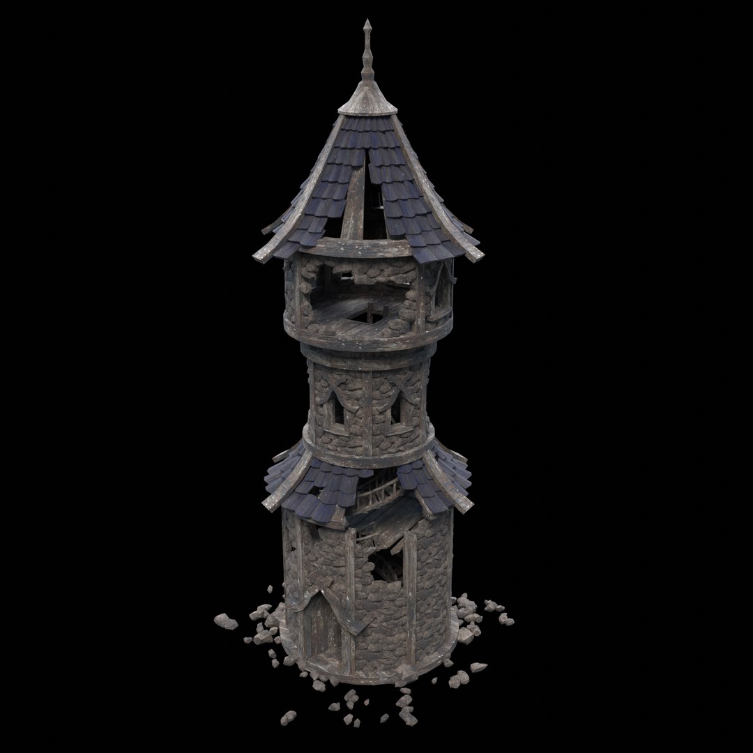 RUINED MAGE WIZARD TOWER ANCIENT MAGIC TURRET CASTLE RUINS AAA 3D Model ...
