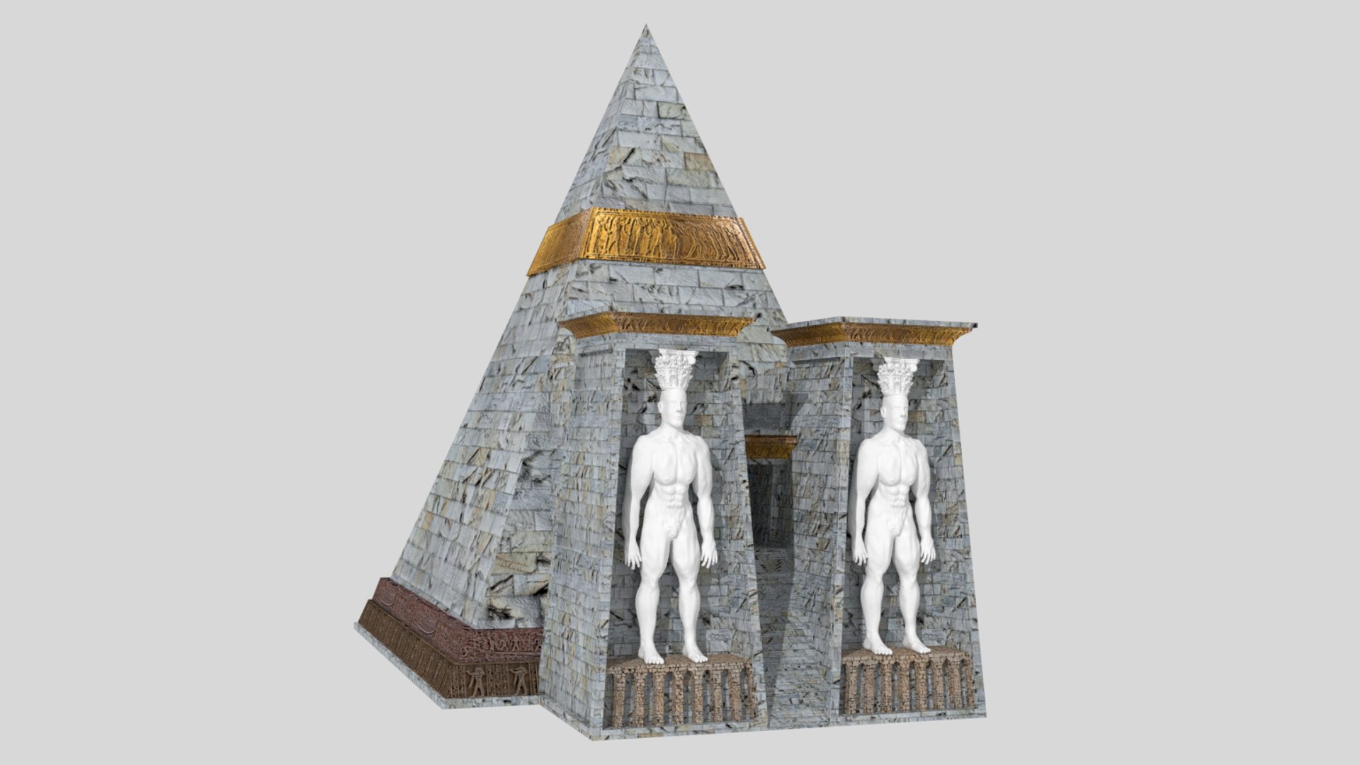 Fantasy pyramid male statues 3D - TurboSquid 1168542