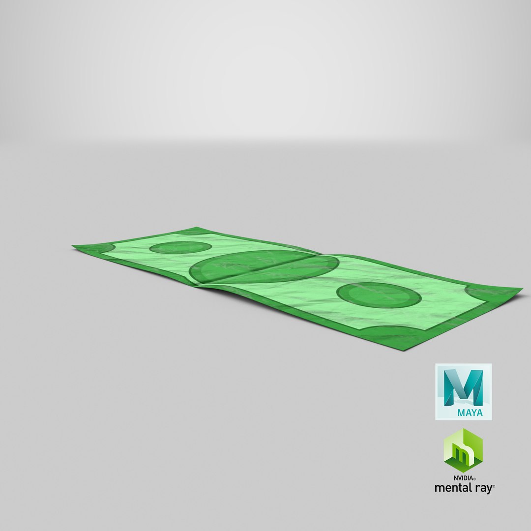 3D Cartoon Money Bill Crumpled V2 - TurboSquid 2005811