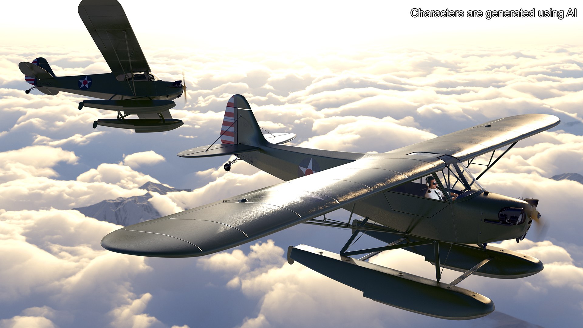 3D Model Piper J-3 Cub Light Aircraft With Floats - TurboSquid 2217892