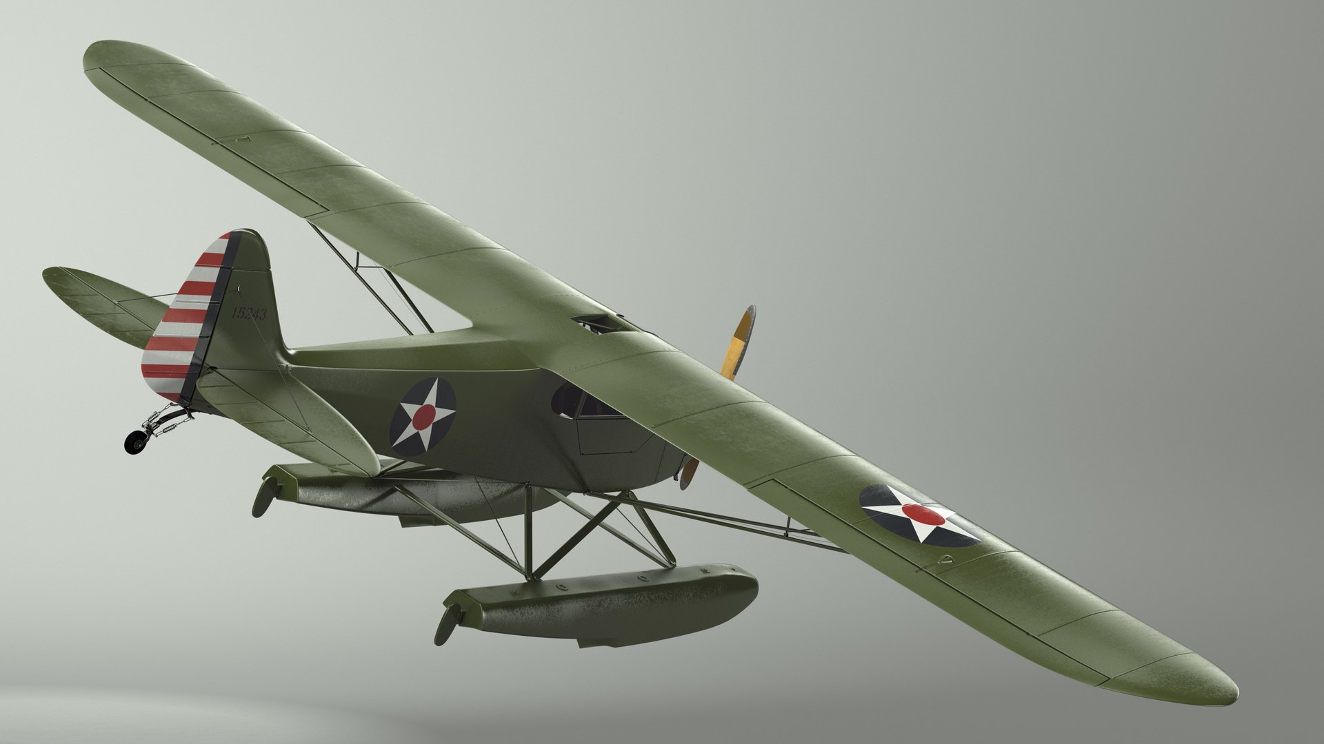 3D Model Piper J-3 Cub Light Aircraft With Floats - TurboSquid 2217892
