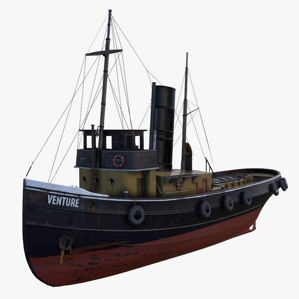 3d old tugboat boat