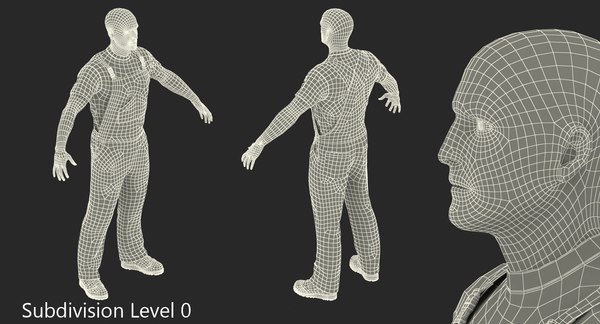 3d worker wearing orange overalls