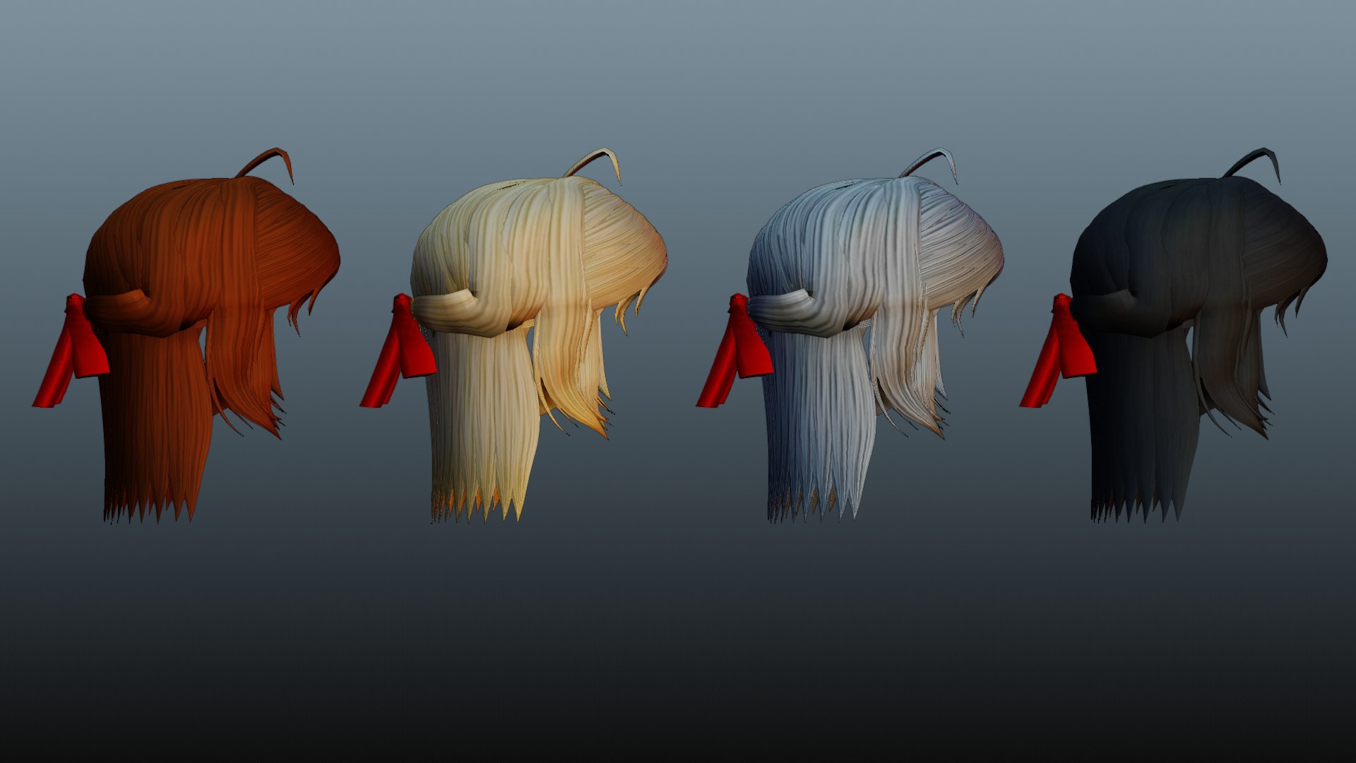 Female Hair Low Poly 4 Colors 3D Model - TurboSquid 2143127