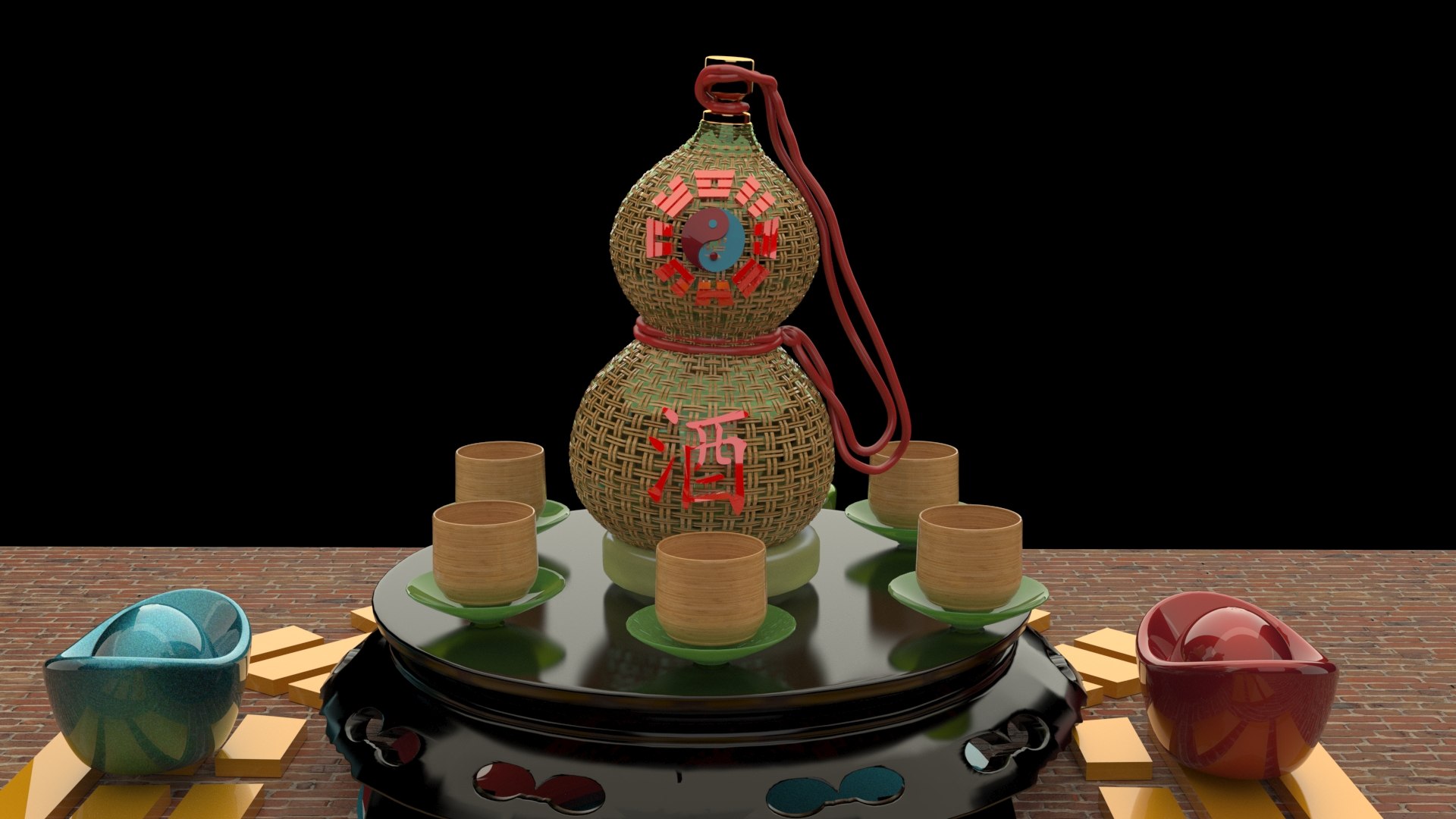 Chinese Gourd Wine Bottle Model - TurboSquid 2138736