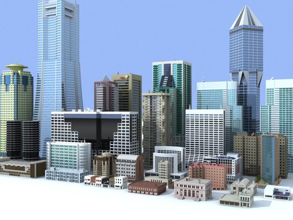 3d small medium rise buildings