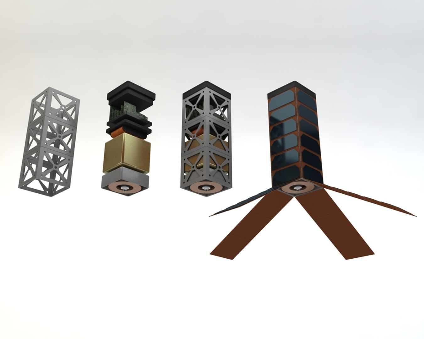 3d Satellite Sat Cube