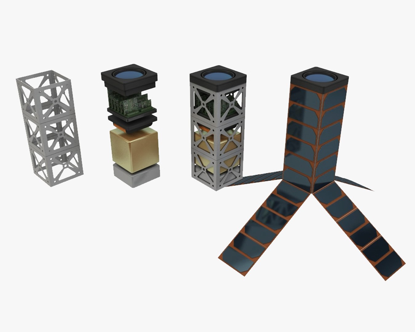 3d Satellite Sat Cube