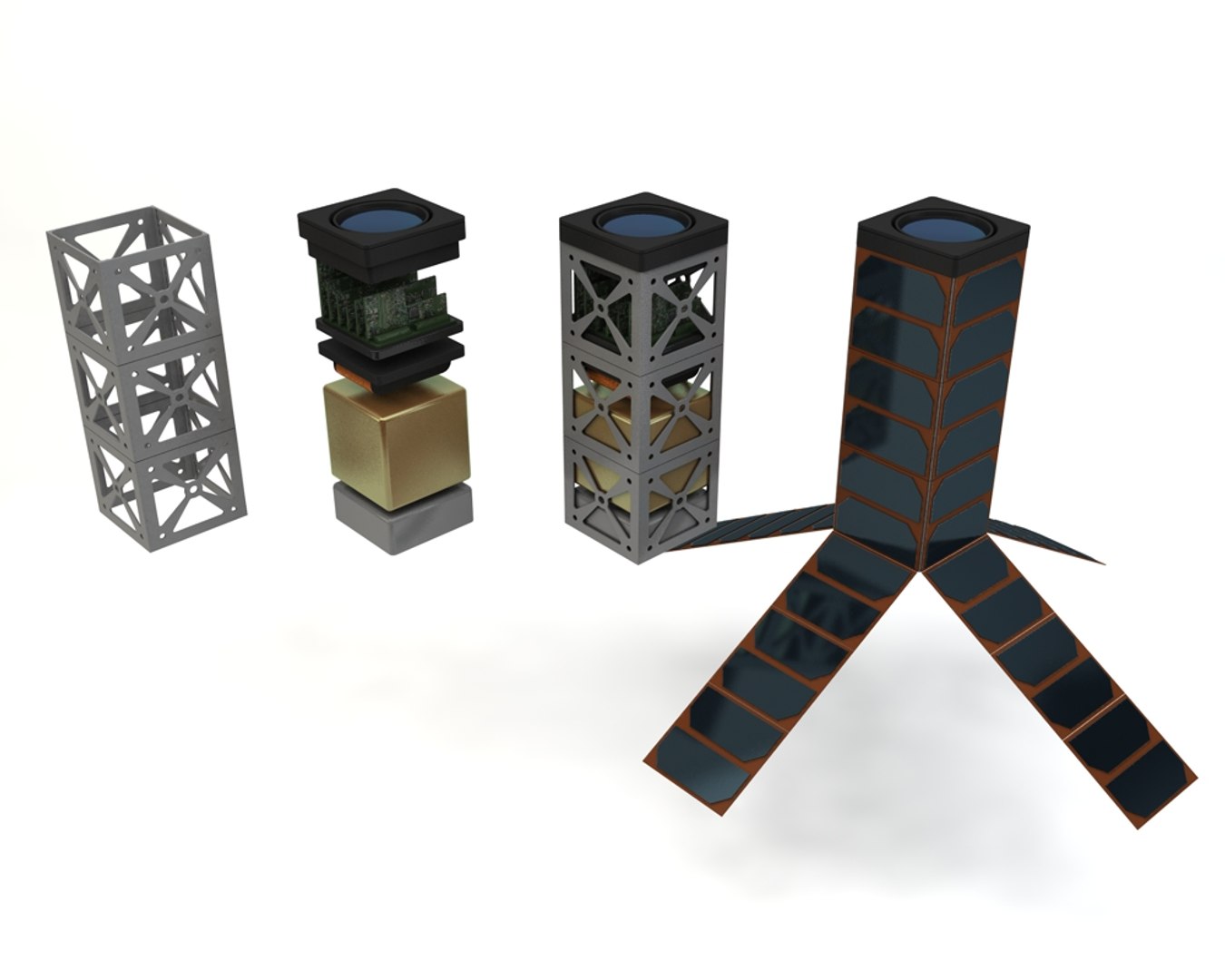 3d Satellite Sat Cube