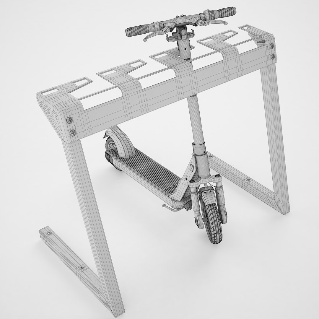Scooter Parking Rack With Electric Scooter 03 3D - TurboSquid 2007104
