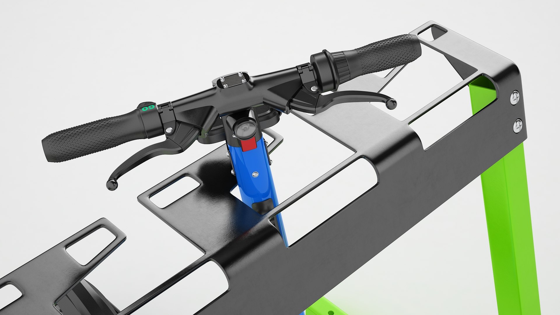 Scooter Parking Rack With Electric Scooter 03 3D - TurboSquid 2007104