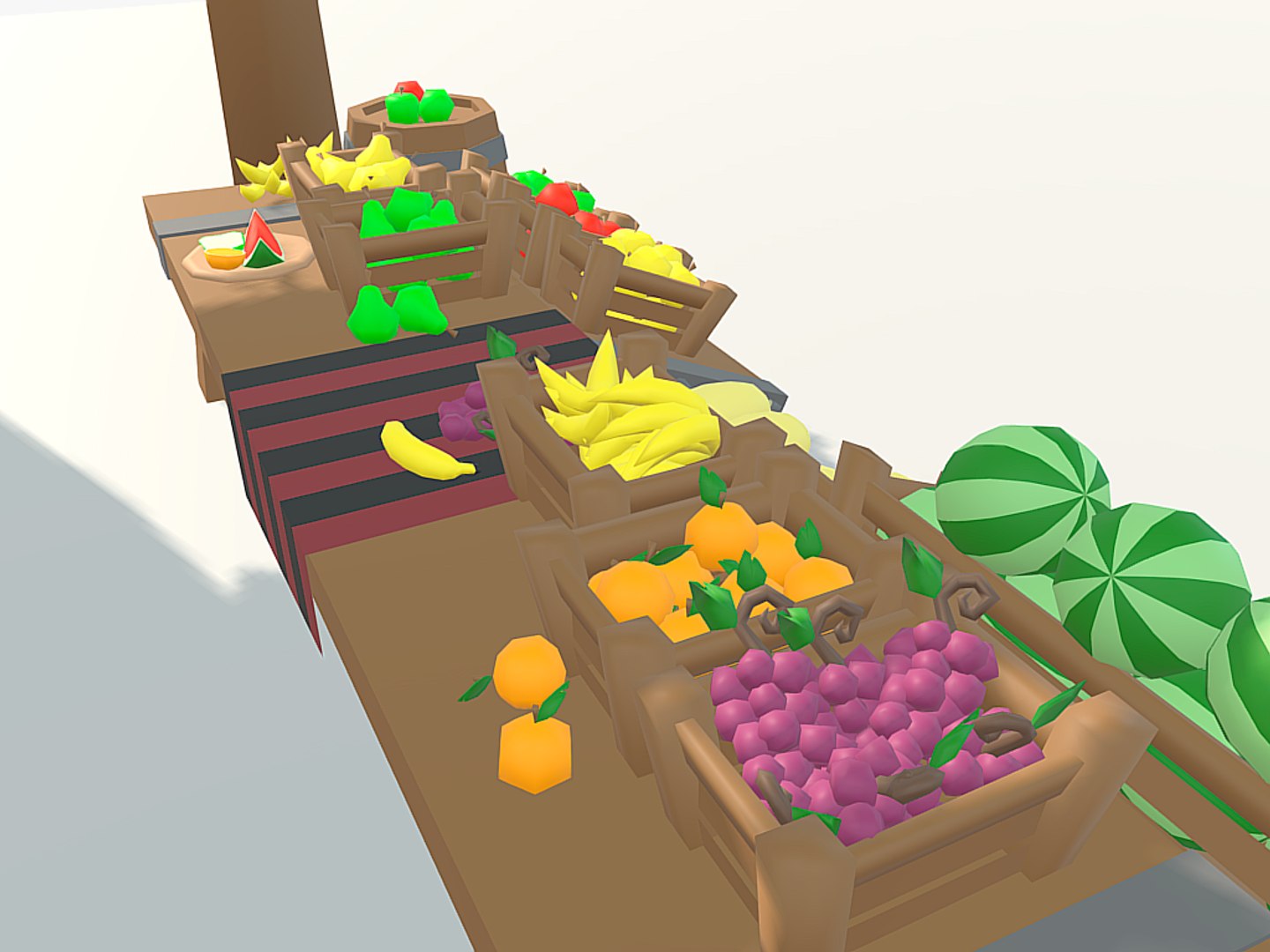 3D Model Low-poly Cartoon Fruit Stall | 1145377 | TurboSquid